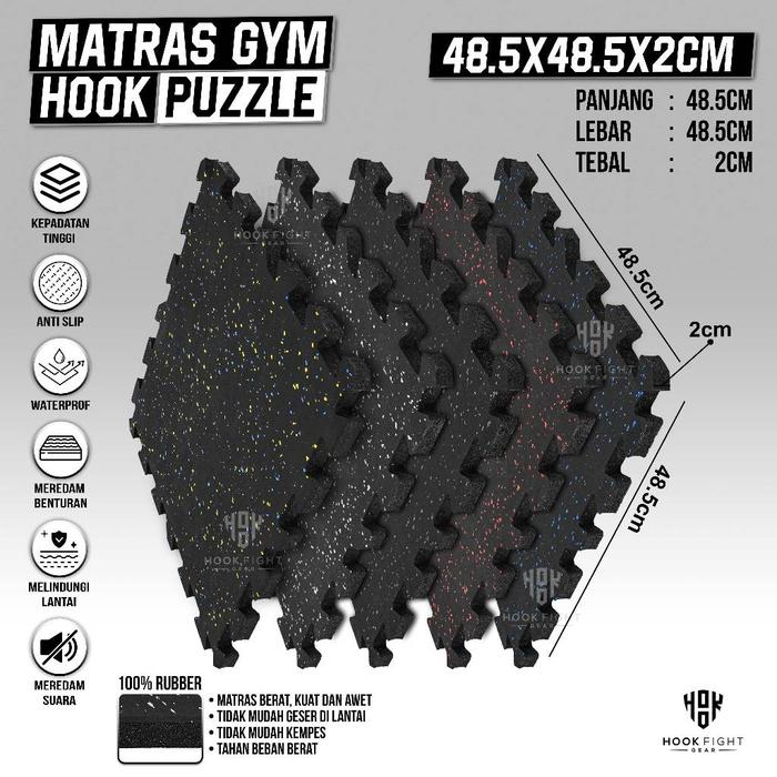 Jual Matras Gym Karet Puzzle Mat Hook 48cm x 48cm x 2cm Matras Gym ...