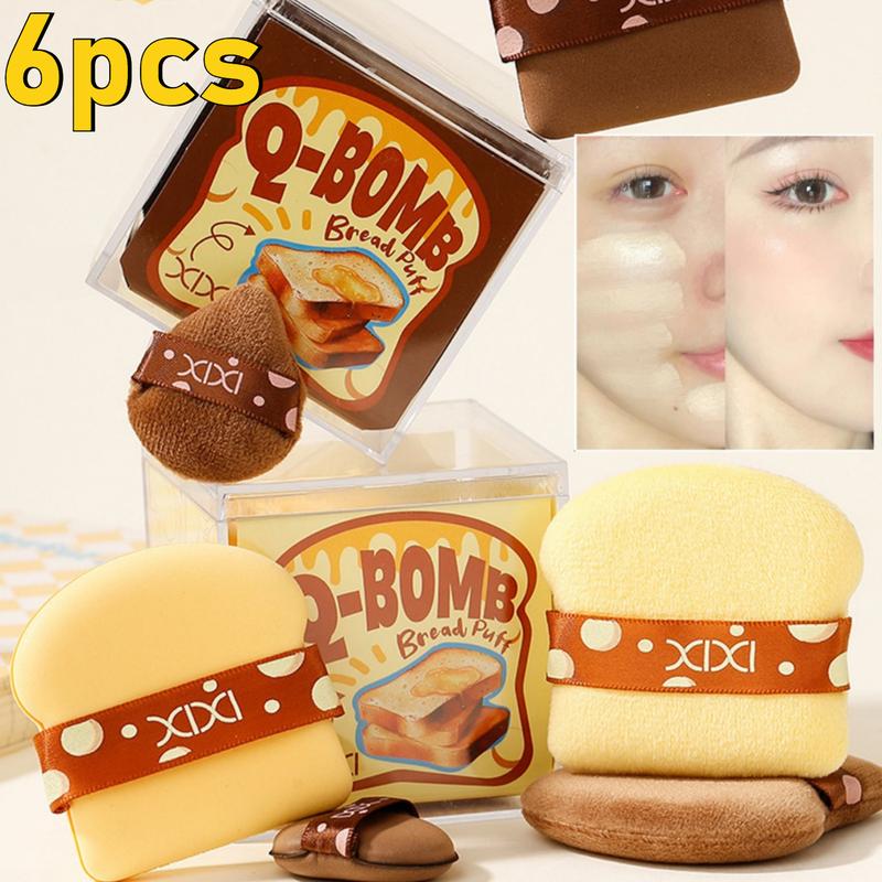6 Pcs Soft Flocked Finger Puffs Cute Toast Shape Makeup Sponge - TikTok ...