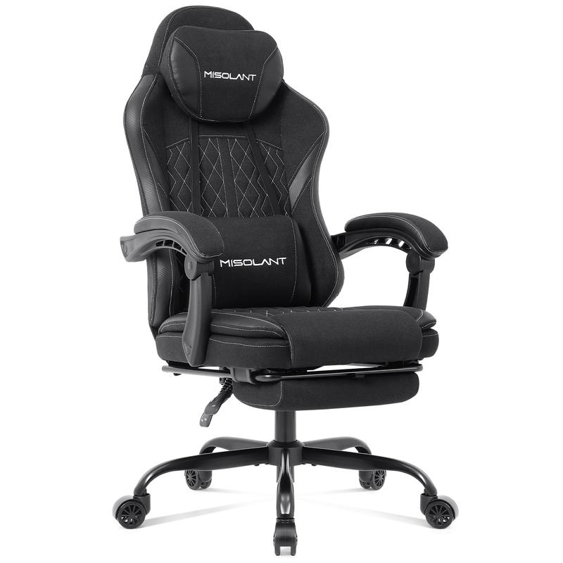 Misolant Fabric Gaming Chair, Massage Gamer Chair with footrest ...