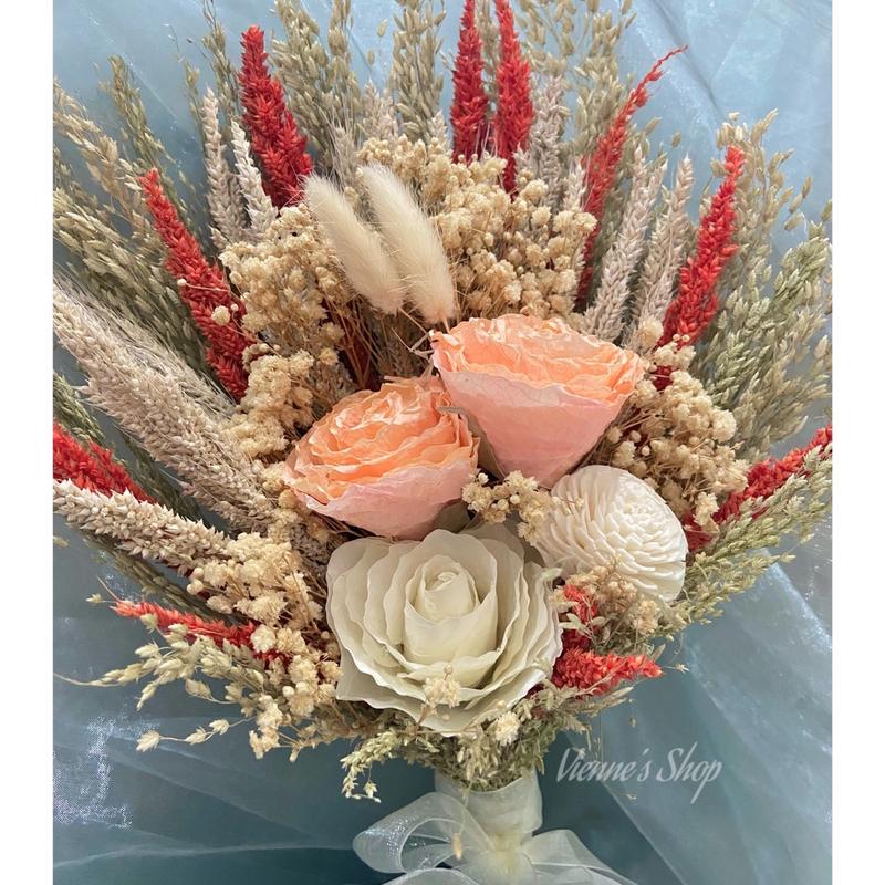 Peach Rust Bouquet with Buttonaire - TikTok Shop Philippines