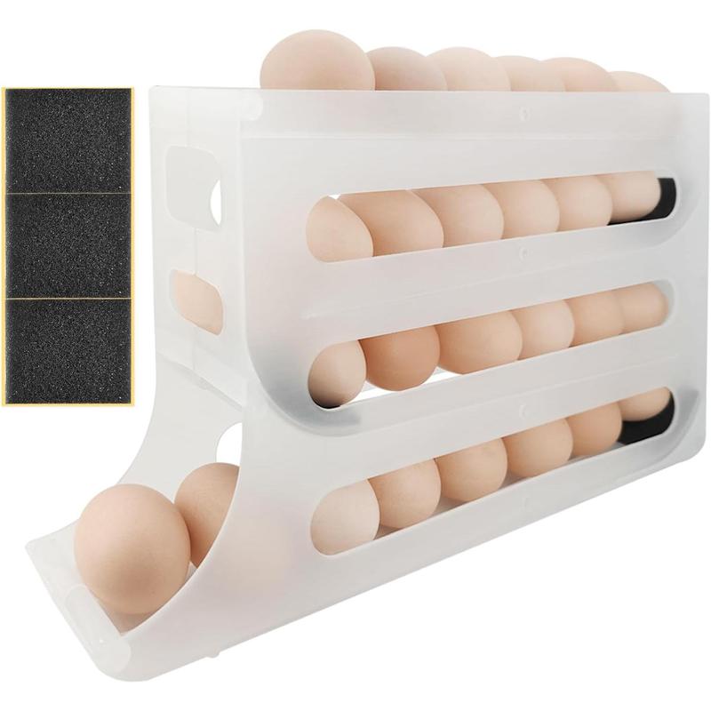 4-Tier Space-Saving Egg Holder for Fridge | Auto-Rolling Anti-Bump - TikTok Shop Singapore