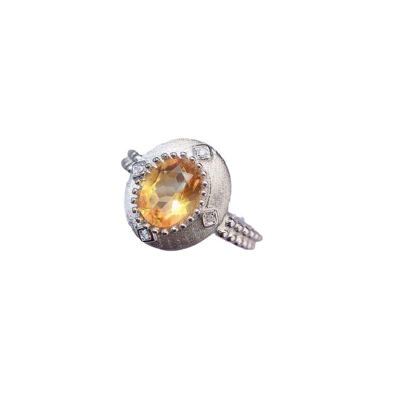 Natural Colored Gemstone-S925 Silver Natural Citrine Ring Fashionable ...