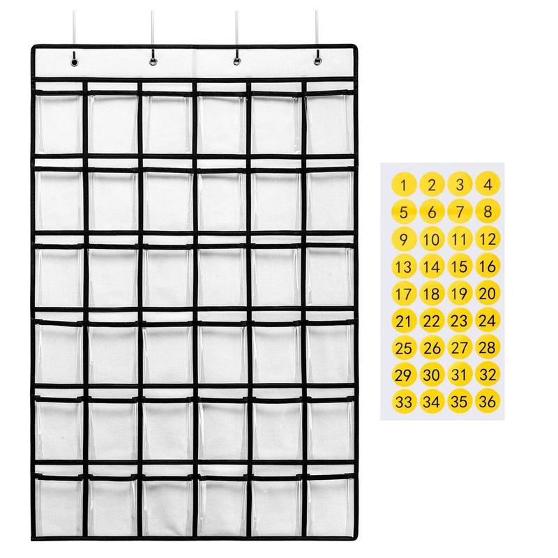 Classroom Hanging Organizer 36 Pocket with Number Stickers Cell Phone ...
