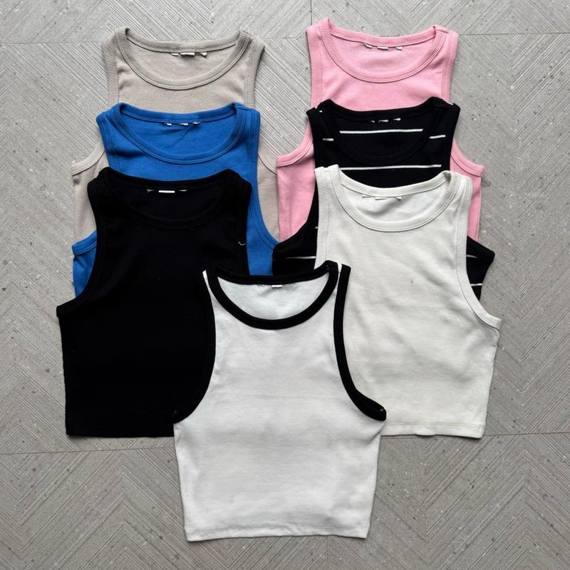 MakapalRibbedThick Plain RacerBack Stretchy CropTop Sleeveless - TikTok ...