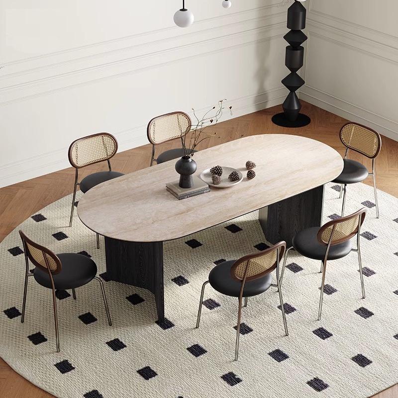 Solid Wood Oval Dining Table Chair Light French Retro Simple - TikTok ...