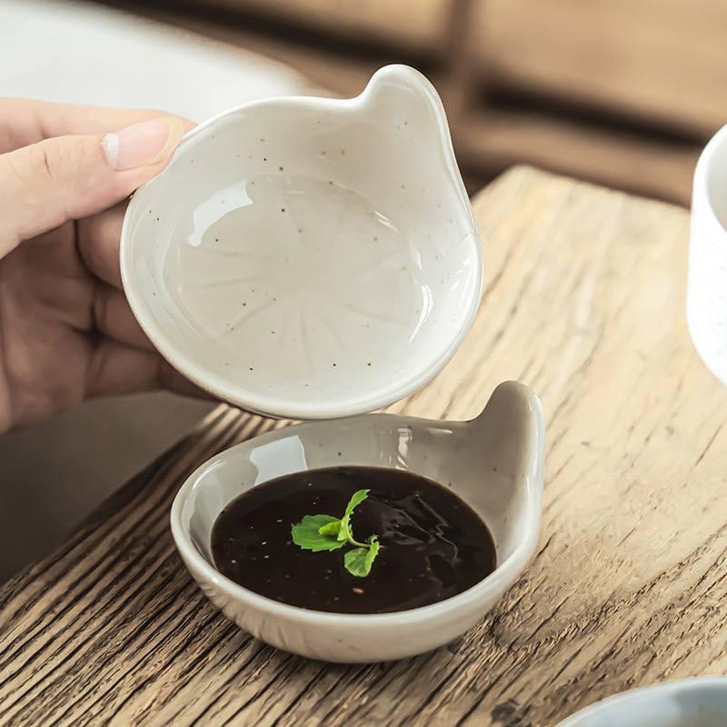 Kitchen Plus Ceramic Sauce Soy Dish or Side Dish Set with V-Shaped ...