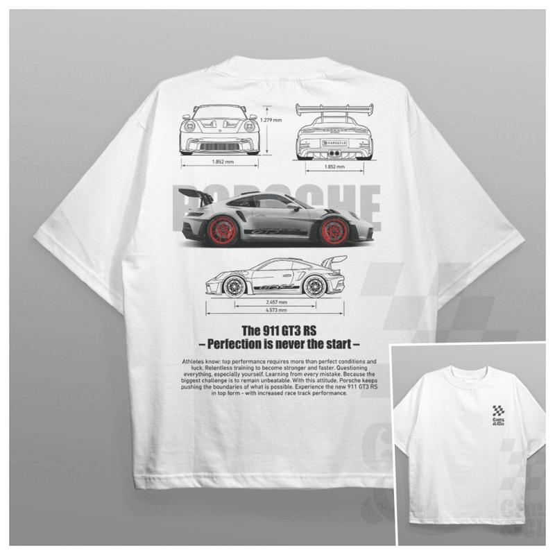 Porsche 911 GT3 RS Gray Blueprint T-Shirt - White Cars and Clo - TikTok ...