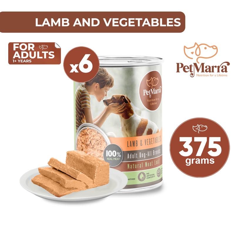 PetMarra Natural Meat Loaf Adult Dog Wet Food Can Lamb with Vegetables ...