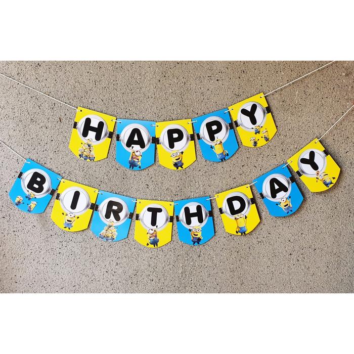 Jual Minions Minion Flag Banner Bunting Happy Birthday Dekorasi Pesta ...