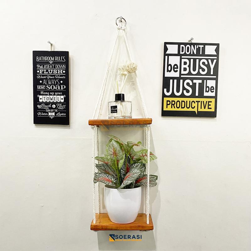 SOERASI - Ambalan Kayu Tali Makrame Susun Dua Ornamen Dekorasi - Shop ...