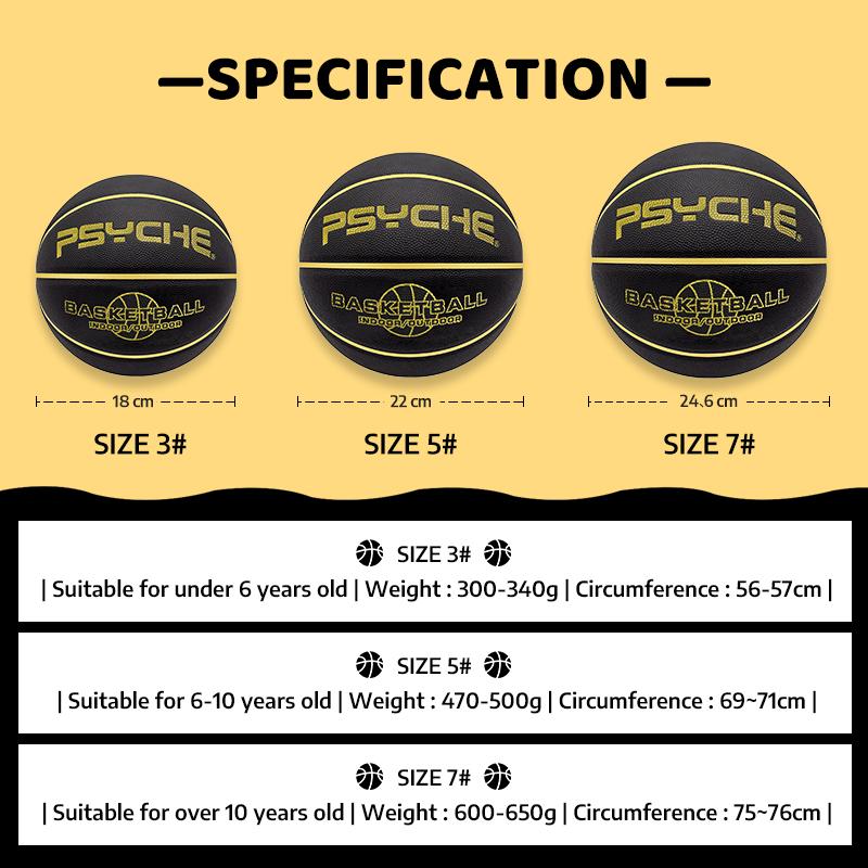Psyche Basketball Ball Size 3 5 7 Kids Youth Junior Beginner with Free ...