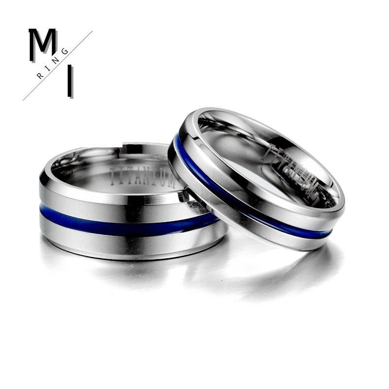【M/I】Fashionable blue 316L stainless steel smooth ring simpl - TikTok ...