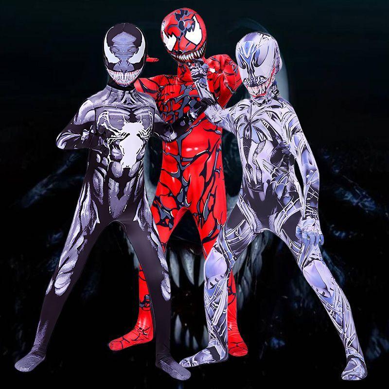 2024 Pakaian Venom Lelaki Satu Keping Halloween Cos Anime Kostum ...