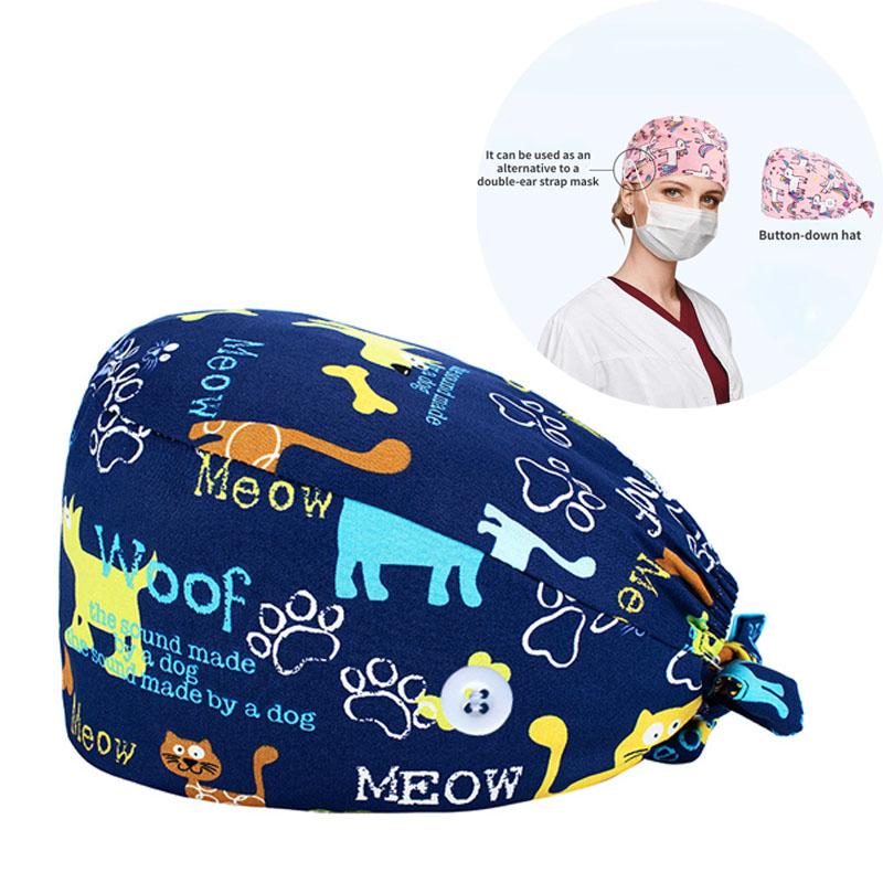 Frosted hat Surgical cap Button Unisex doctor's cap Sweatband Cotton ...