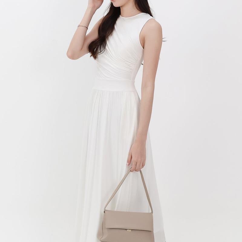 Darrie Drape Tank Dress in White - TikTok Shop Singapore