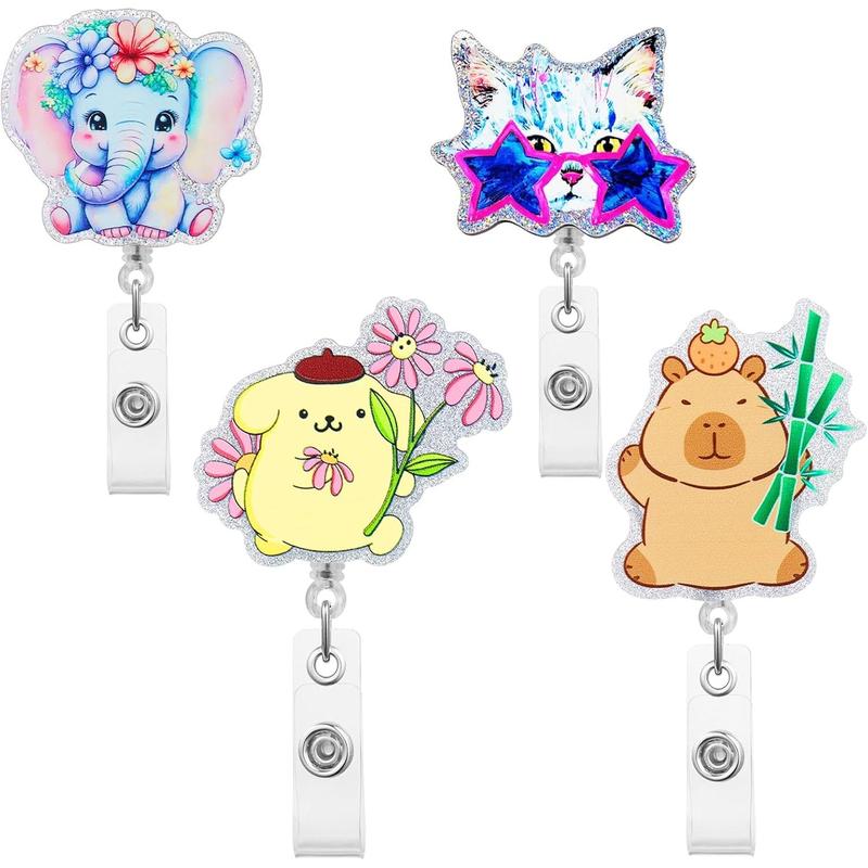 4 Pack Retractable Badge Reels, Lightweight Badge Reel with - TikTok Shop