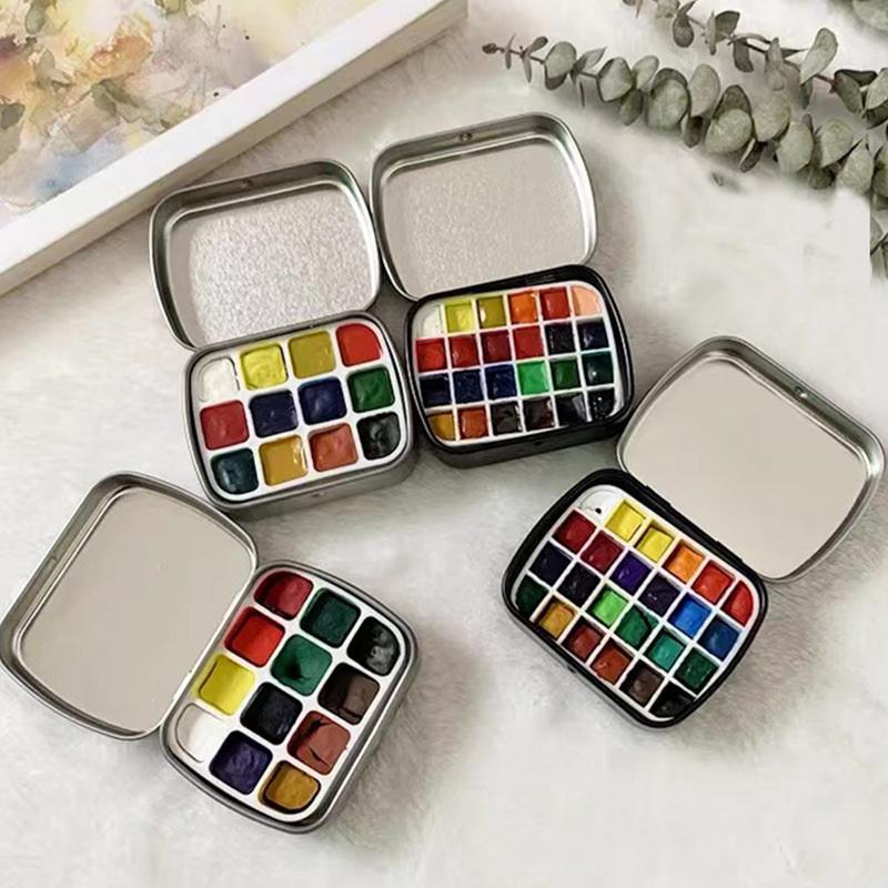 Portable Empty Watercolor Tin Box 12/24 Grids Mini Watercolo - TikTok ...