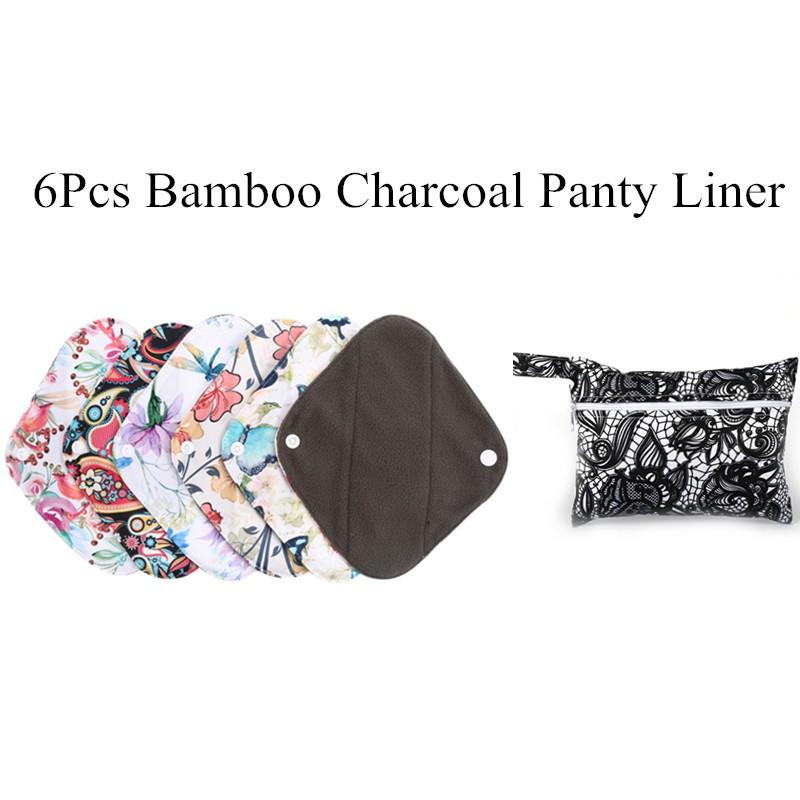 6 Pcs Waterproof Reusable Cloth Menstrual Pads Panty Liner Sanitary ...