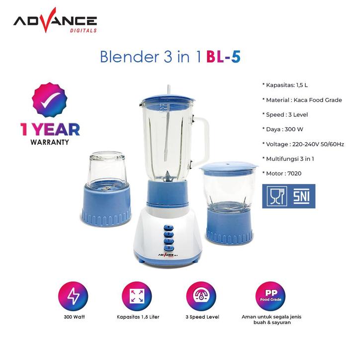 Promo Blender Serba guna Advance BL5 Blender multifungsi tabung kaca 1 ...