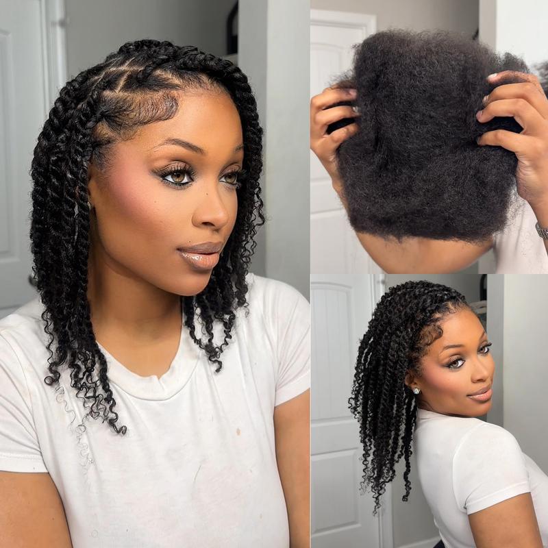 DAIXI Afro Kinky Bulk Hair Extensions Natural Black Color Human Hair ...