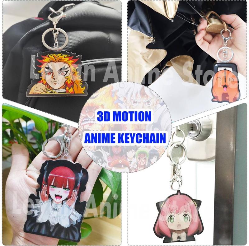 Anime Motion Keychains Waterproof Key chains Anya Goku Gojo Tanjiro ...