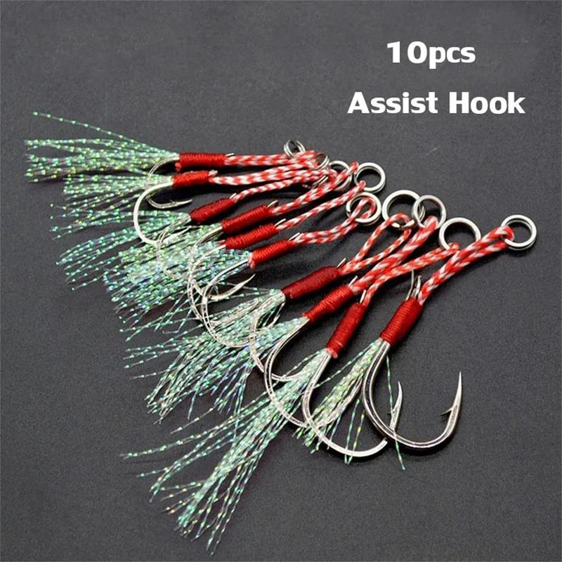 10pcs/Lot Slow Jigging Fishing Cast Jigs Assist Hook Barbed Single ...