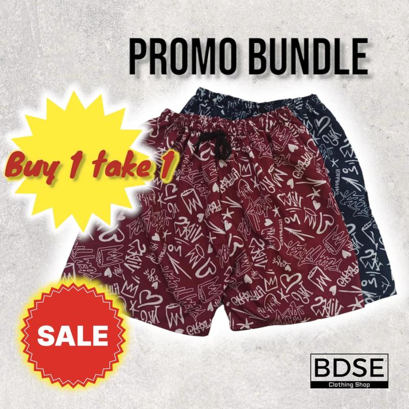 [BUY 1 TAKE 1] PROMO BUNDLE ASSORTED TASLAN SHORT GRAFFITI DESIGN ...