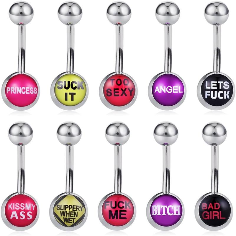 Belly Button Rings with Cute and Sexy Letters Navel Piercing - TikTok Shop