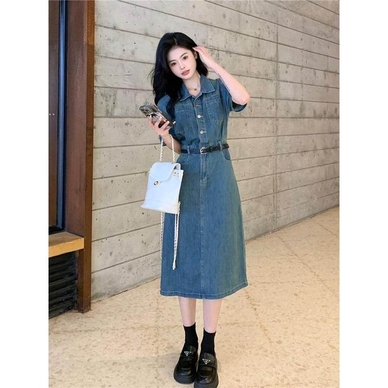 Pakaian Denim, Kolar Polo, Lengan Pendek, Rekaan Cantik, Fesyen ...