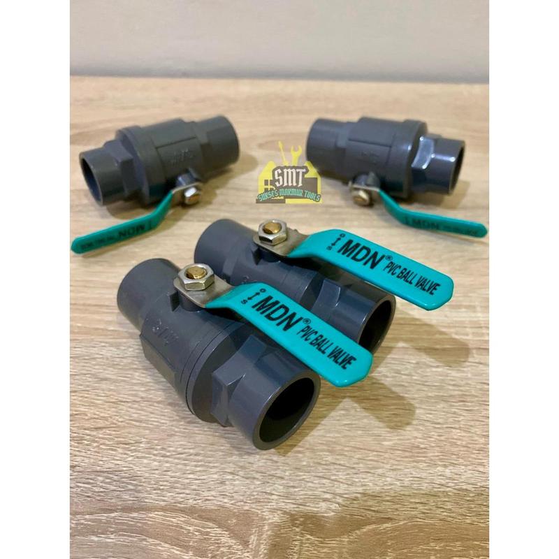 MDN Stop Kran 3/4 1/2 1 Inch Ball Valve PVC Tangkai Besi Stainless ...