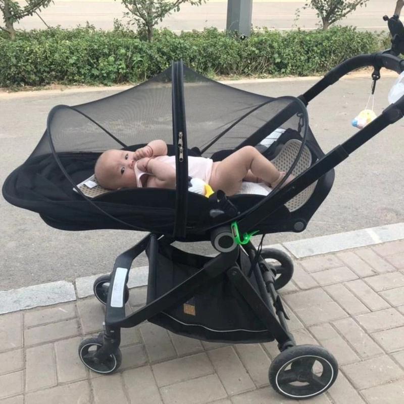 New Dual Zipper Pushchair Mosquito Net Folding Black Infant Protection ...