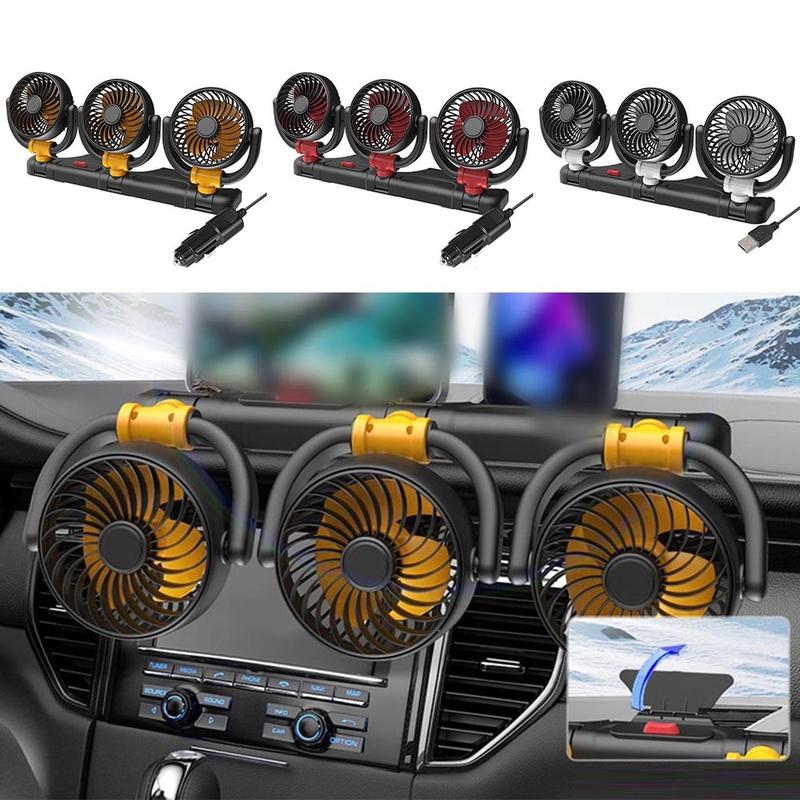Car Fan Cooling Car Fan 3 Heads 360° Car Fan Speed Adjustabl - TikTok ...