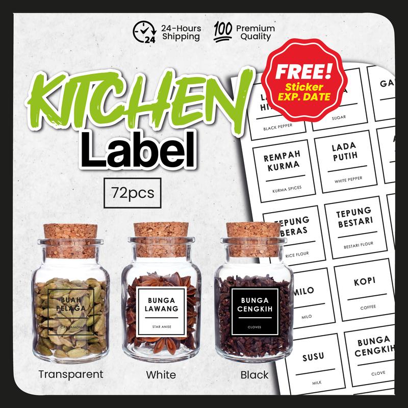 72 pcs Sticker Label Dapur Putih Waterproff (Minimalist) - TikTok Shop ...