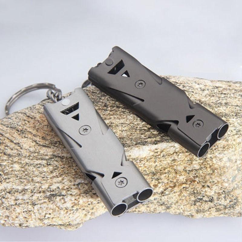 FE Stainless Whistle Double Tube Lifesaving Emergency SOS Outdoor ...