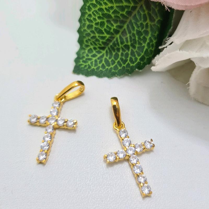 liontin salib mata putih variasi 1 emas muda - Shop | Tokopedia