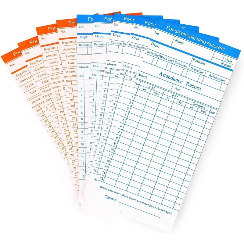 Time Cards, Monthly Timesheet, Clock Timecard - 270 Pack, 6 Column ...