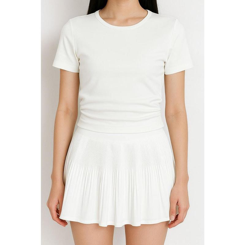 (BARE/BASIC) Marisa V2 Side Ruched Sleeved Top in White - TikTok Shop ...
