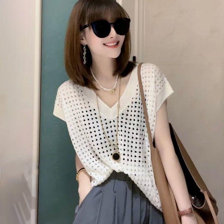 Summer Thin Vest Women's New V-neck Loose Hollow Sleeveless Fashion ...