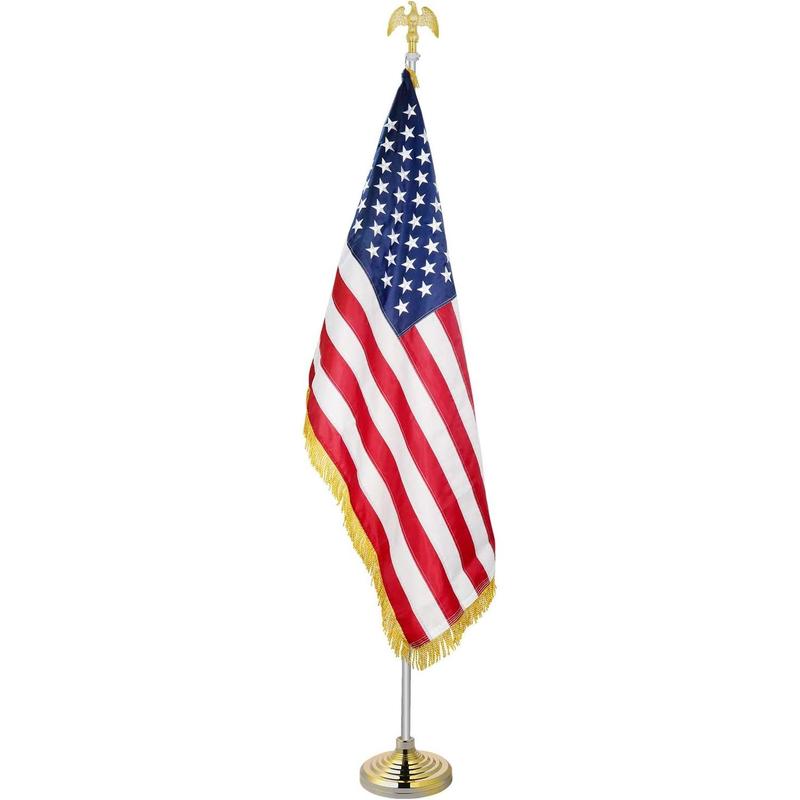 Indoor Flag Pole Kit - Telescoping 8 FT Flagpole with Eagle Topper, 3x5 ...