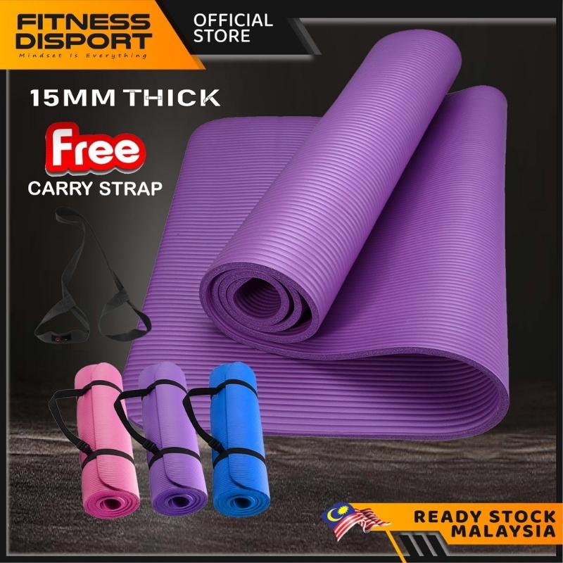 Biru Getah Tikar Yoga, 15MM, Bahan NBR, Lebih Tebal, Tidak Licin ...