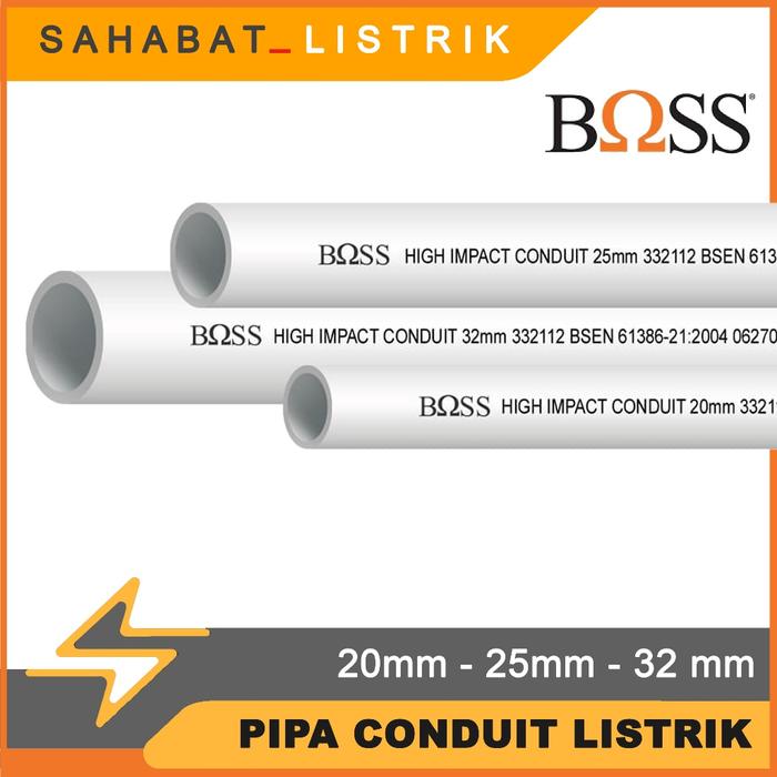 Jual PIPA LISTRIK PIPA CONDUIT BOSS 20mm 25mm 32mm PUTIH 2.9 METER ...