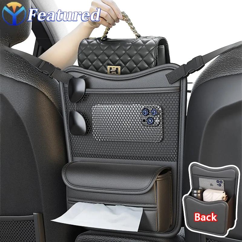 Car seat storage bag car nappa leather storage hanging bag multi ...