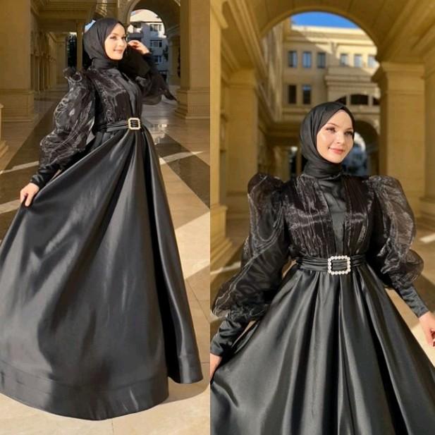 Jahit costum dress satin mix organza model turki bebas request - Shop ...
