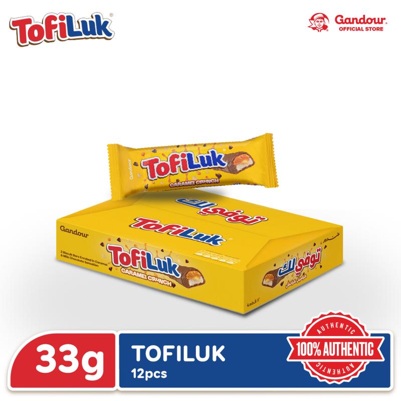 Tofiluk Caramel Crunch Chocolate Bar 33g - 1 Box (Pack of 12 - TikTok ...