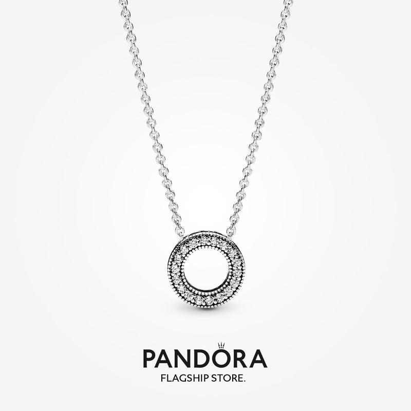 Pandora Silver Logo Pavé Circle Collier Necklace (45cm) - TikTok Shop ...