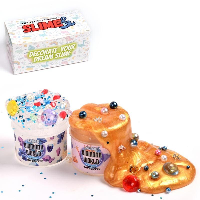 ToysButty 2 Pack Crystal Clear Slime & Golden Stretchy Slime Kit for ...