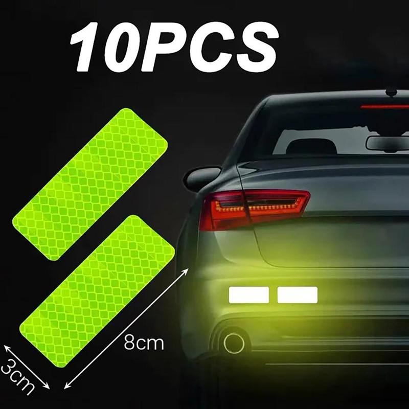 Pack of 10 Rectangular Safety Reflection Stickers for Cars, Motorcycles ...