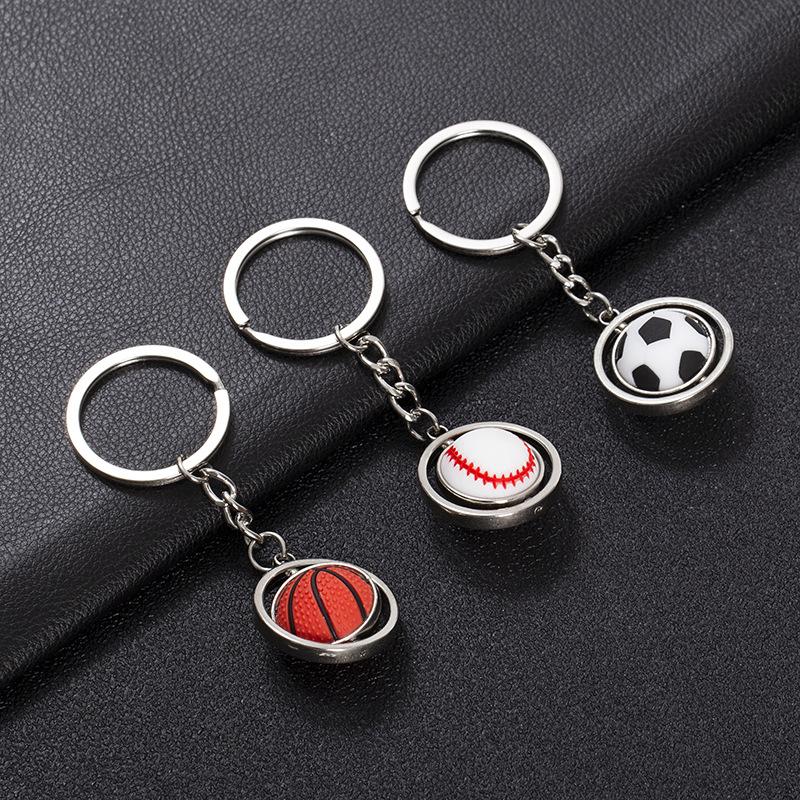 1pcs rotating small basketball football keychain metal ball keychain ...