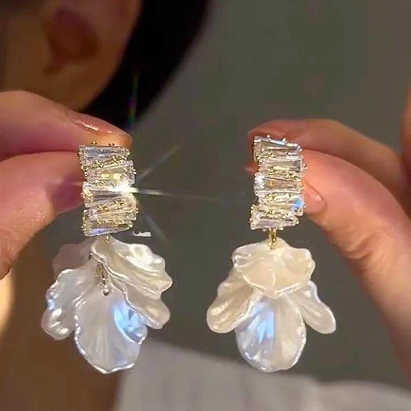 Anting-anting Stud Loket Rumbai Bunga Cangkang Zirkon, Ketibaan ...