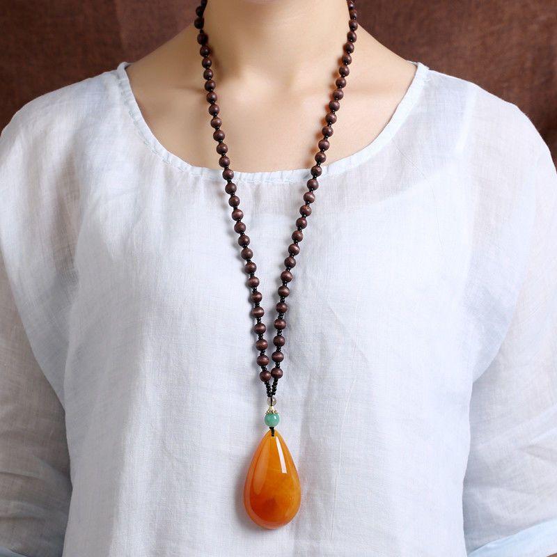 Kalung Lilin Lebah Tiruan Manik Kayu, Panjang, Gaya Etnik, Loket ...
